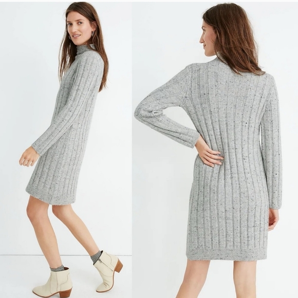 Madewell | Dresses | Madewell Donegal Mockneck Ribbed Wool Sweater Dress S | Poshmark